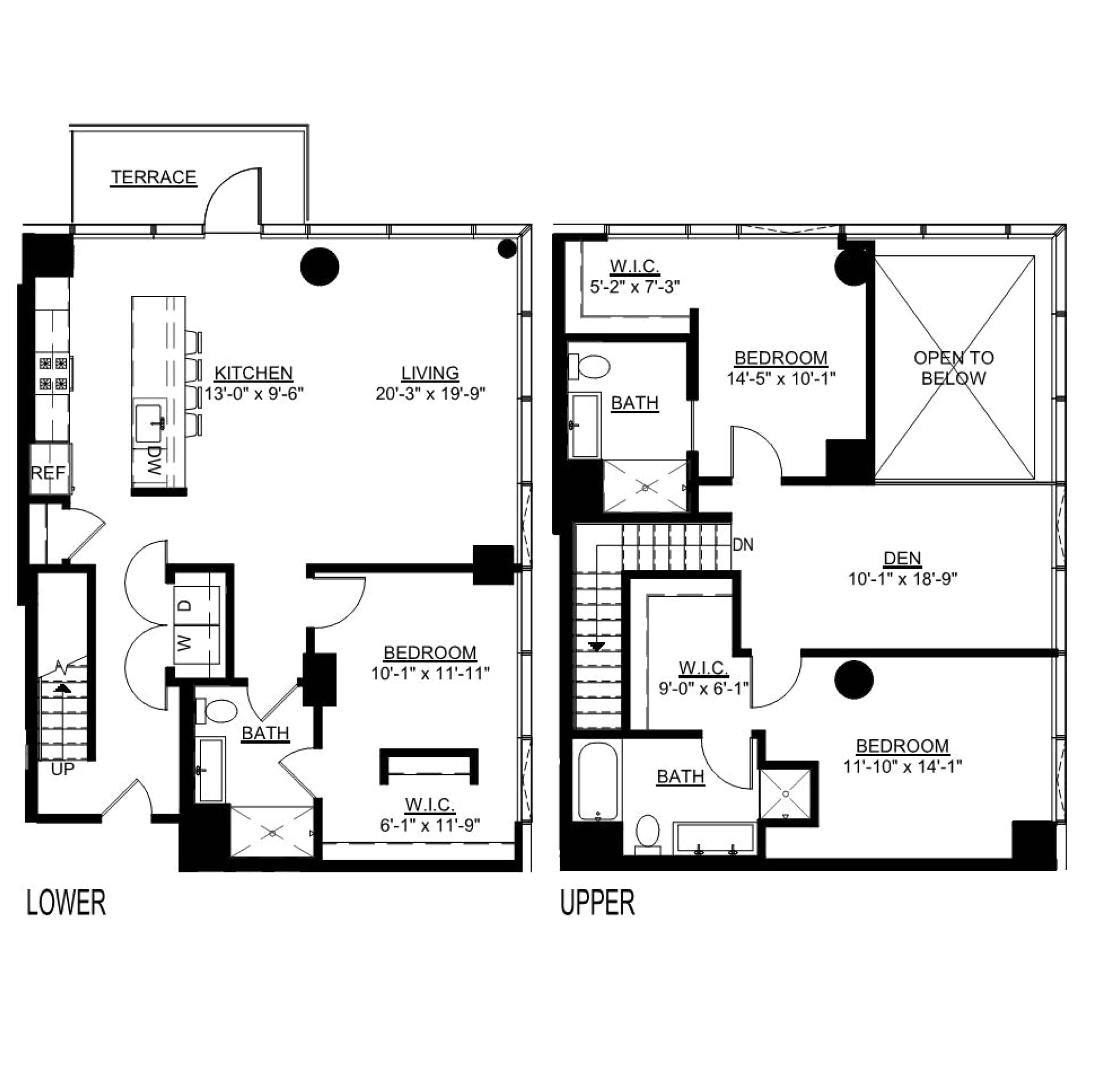 Three Bedroom Den C Duplex Terrace - Imprint Apartments